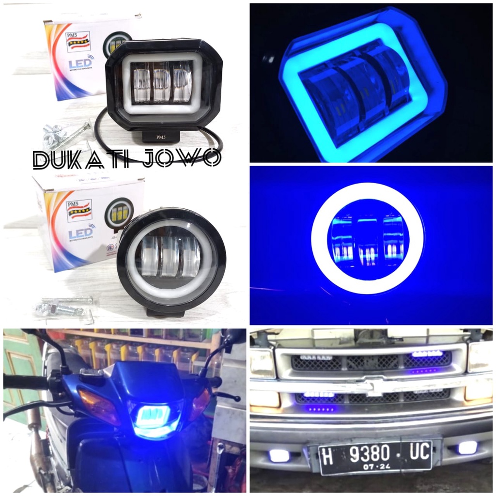 Jual LAMPU TEMBAK SOROT KOTAK BULAT LED DAYMAKER 3 MATA ANGEL EYE MOTOR ...