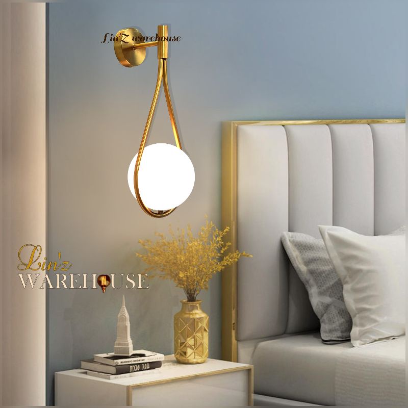 Jual Lampu dinding MODERN GOLD CURVE GLASS BALL wall lamp | Shopee ...