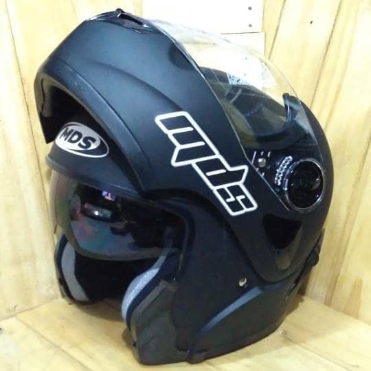 Jual HM-1945 Helm Fullface Mds Modular Pro Rider Solid - Black Doff ...