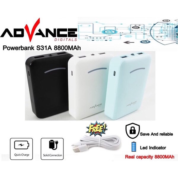 Jual Power Bank Advance S31A-8800mah | Shopee Indonesia