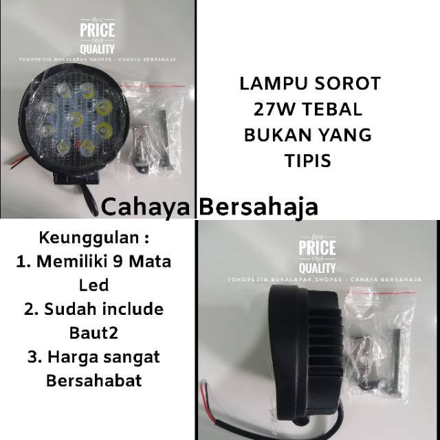 Jual LAMPU SOROT 27W 9 MATA/LAMPU LED 9 MATA/LAMPU SOROT 27 WATT BULAT ...