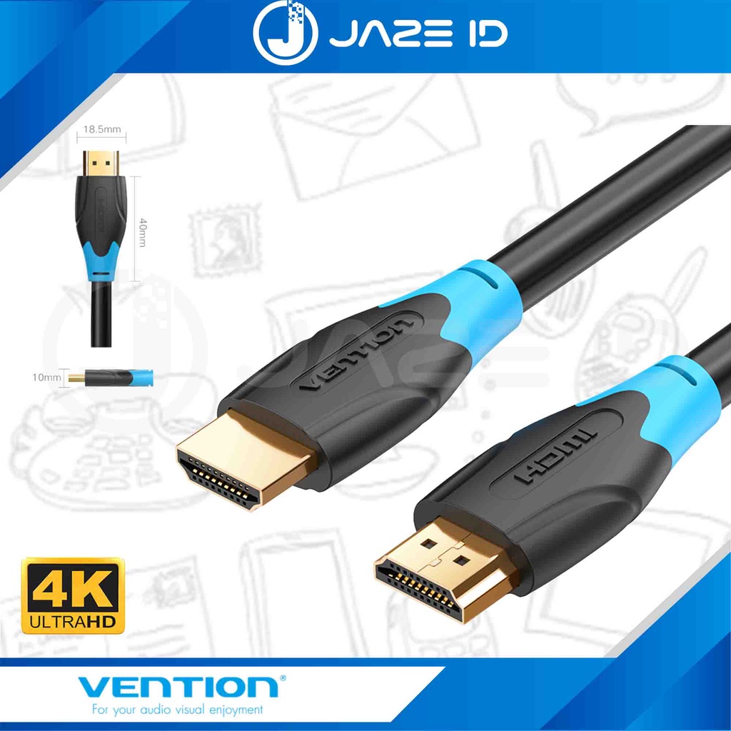 Jual Vention Kabel High Speed Gold Plate HDMI 4K Cable 1m 1.5m 2m Male ...