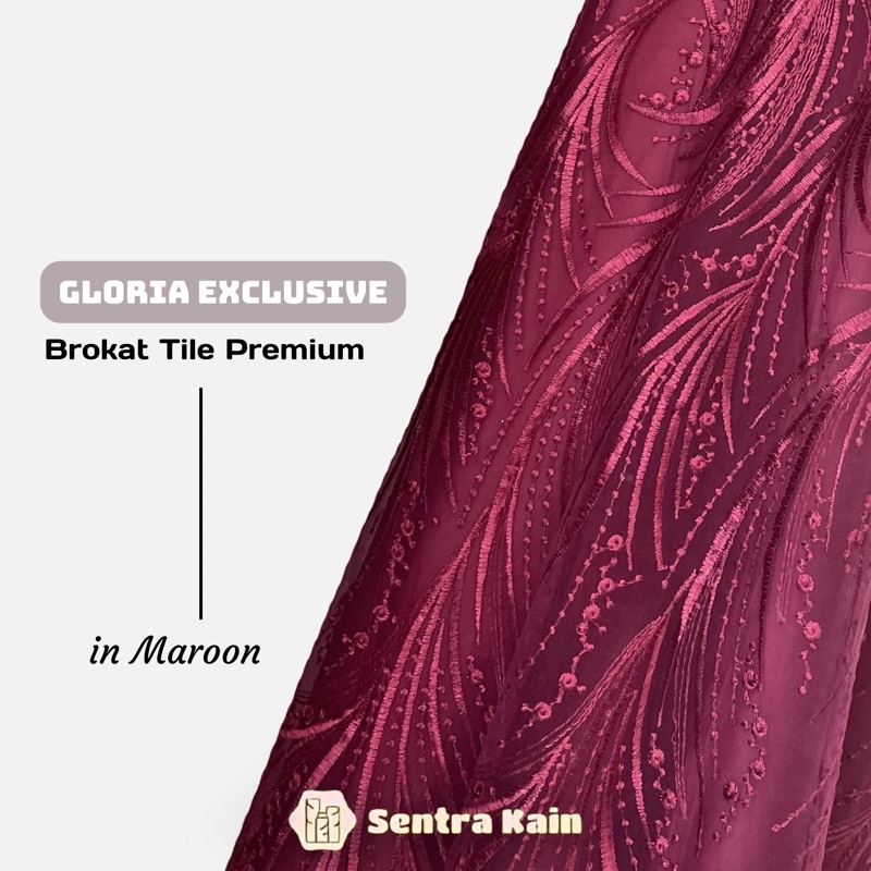 Jual Bahan Kain Kebaya Brokat Tile Gloria Exclusive warna Maroon ...