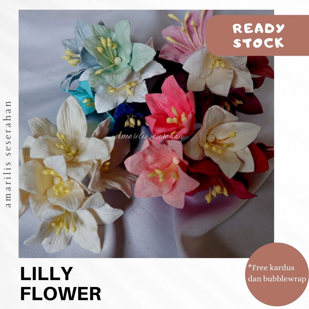 Jual 202. Mulberry Paper Flower Bunga kertas scrapbook Mahar Lily ...
