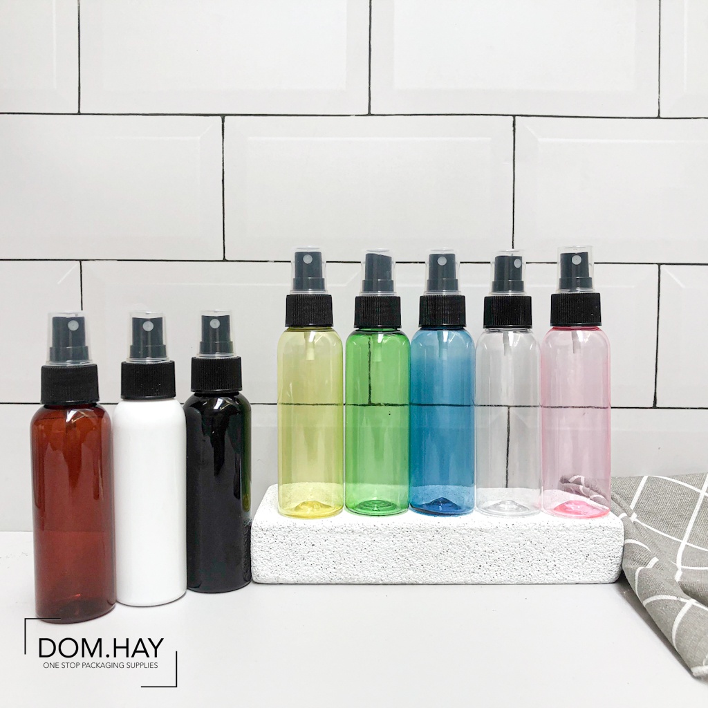 Jual 100ml Botol Spray Hitam Plastik PET Face Mist Semprot ...