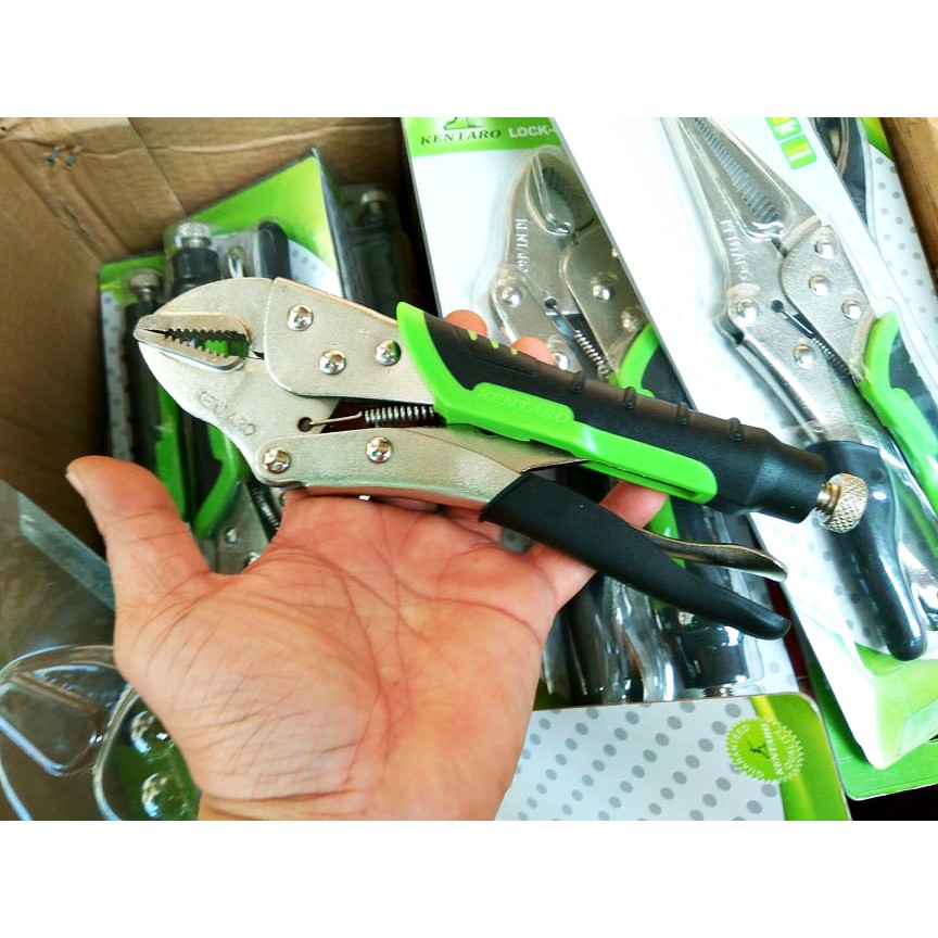 Jual KENTARO tang buaya moncong pendek locking plier 10" flat short ...