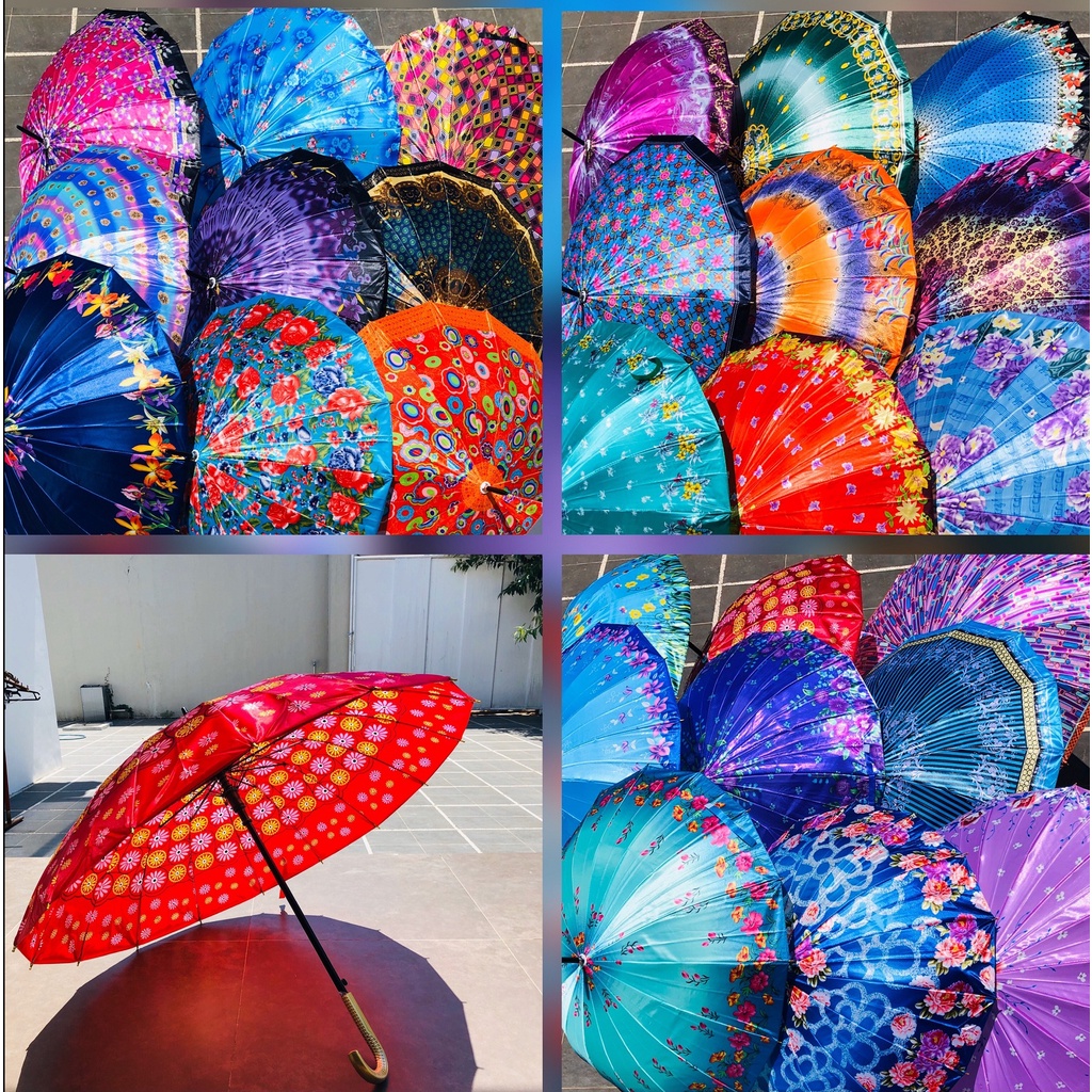 Jual PAYUNG SATIN 16 JARI MURAH MOTIF BUNGA (RANDOM) / PAYUNG MURAH ...