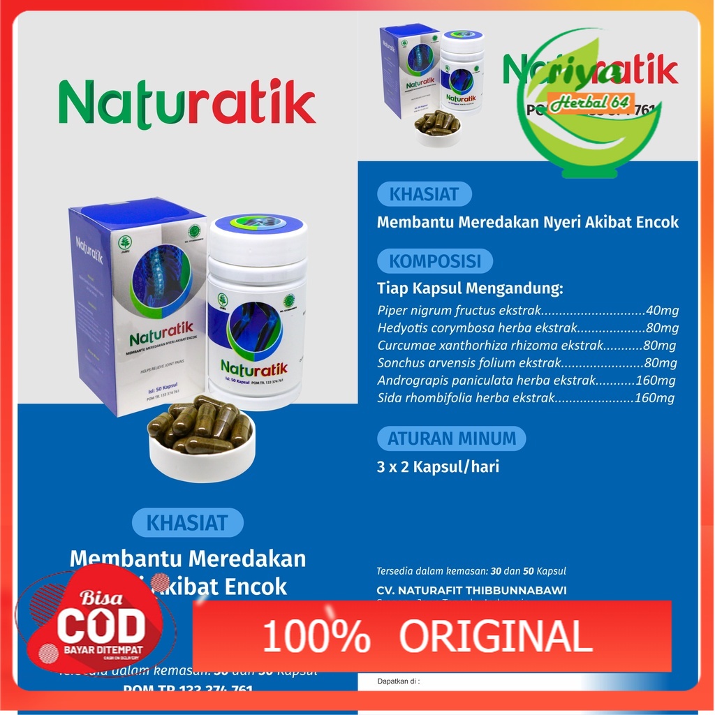 Jual Naturatik Naturafit 50 Kapsul Herbal Nyeri Sendi Rematik And Pegal