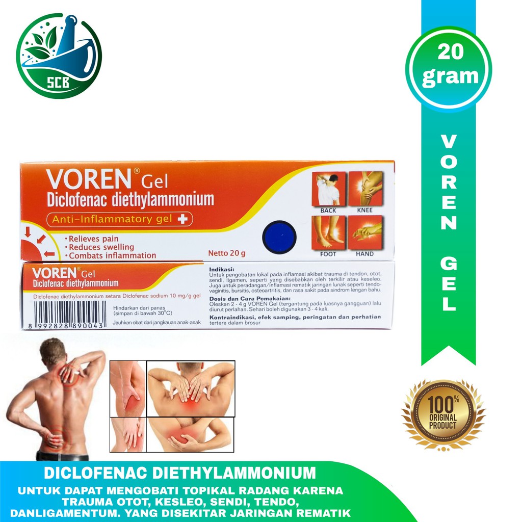 Jual Voren Gel 20gram - Pereda Sakit Otot, Sendiri, Ligamen | Shopee ...