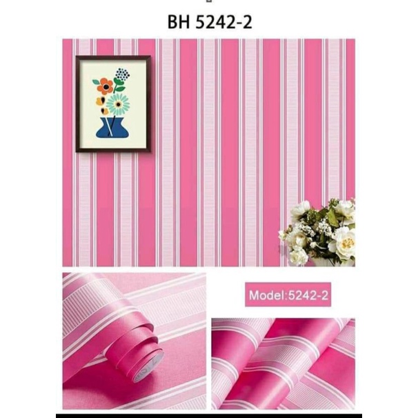 Jual WALLPAPER DINDING/ WALLSTICKER DINDING MOTIF SALUR PINK | Shopee ...