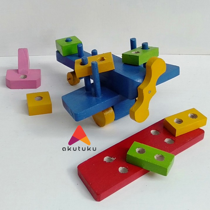 Jual Balok pesawat kayu Mainan edukasi anak | Shopee Indonesia