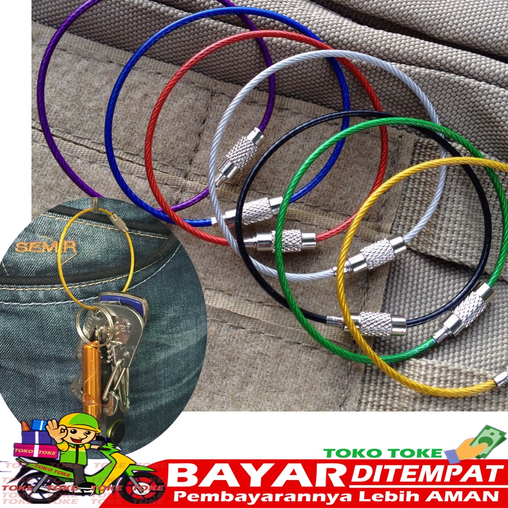 Jual Tali Besi Carabiner Metal Stainless Steel Wire Keys Hanging /i ...