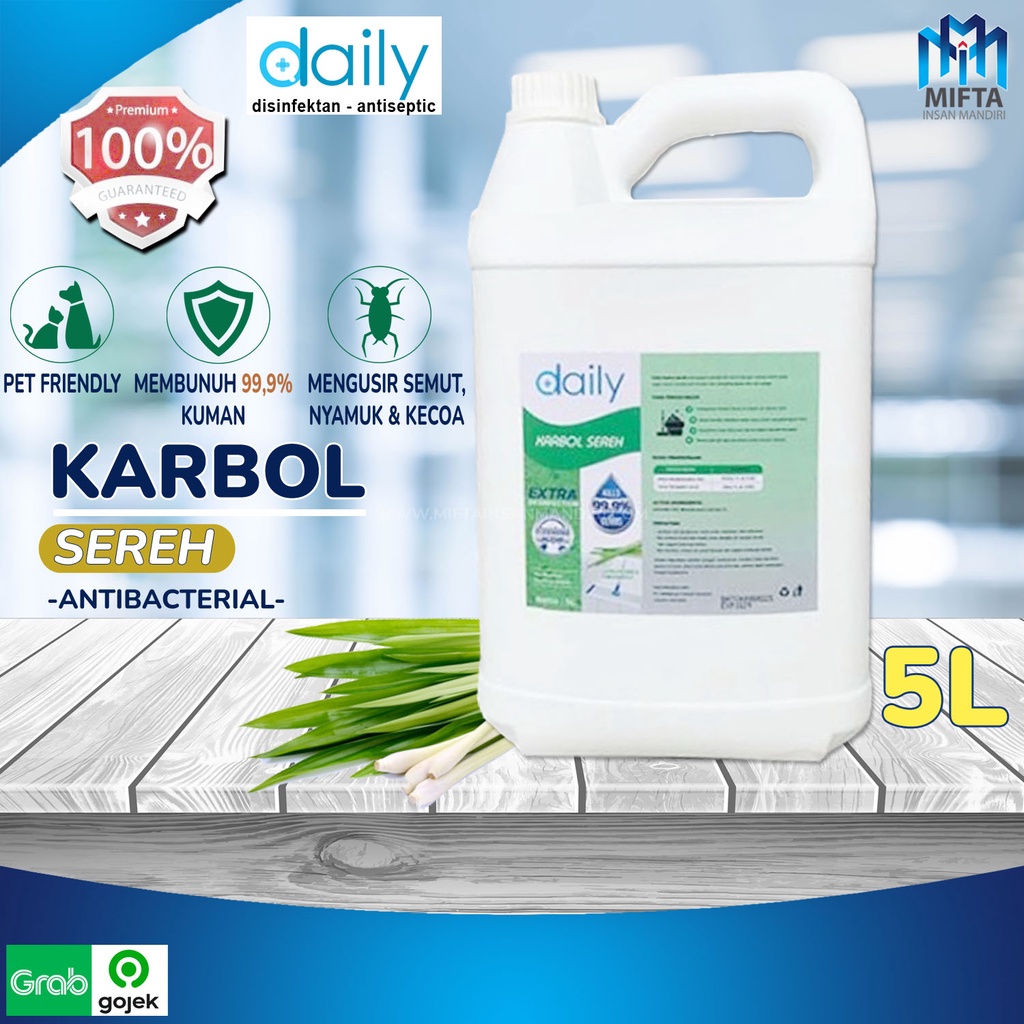 Jual DAILY KARBOL SEREH 5 LITER / KARBOL JASMIN 5 LITER / KARBOL BUBBLE ...