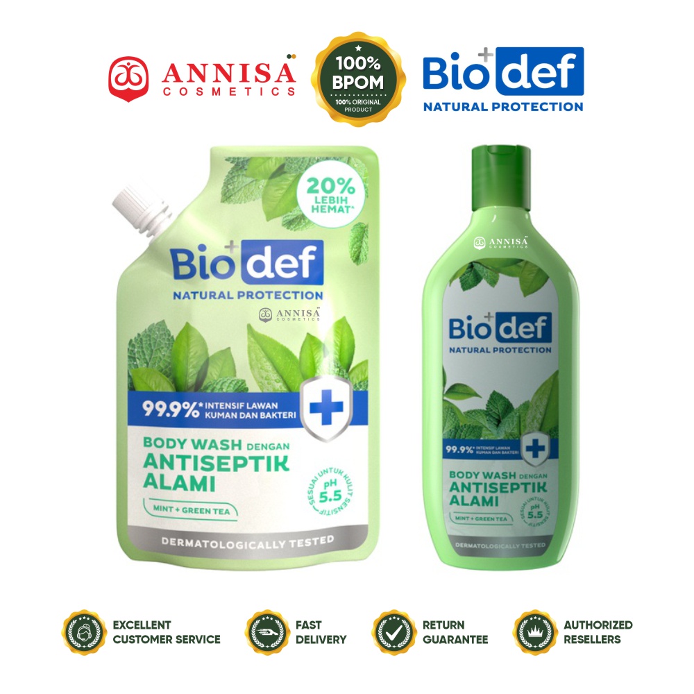 Jual Biodef Natural Protection Mint + Green Tea Body Wash | Shopee ...