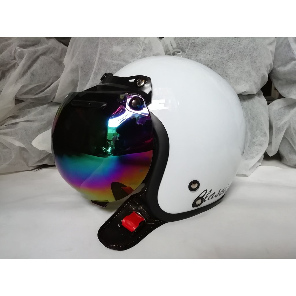 Jual HELM BOGO CLASSIC DEWASA WARNA PUTIH KACA CEMBUNG PELANGI | Shopee ...