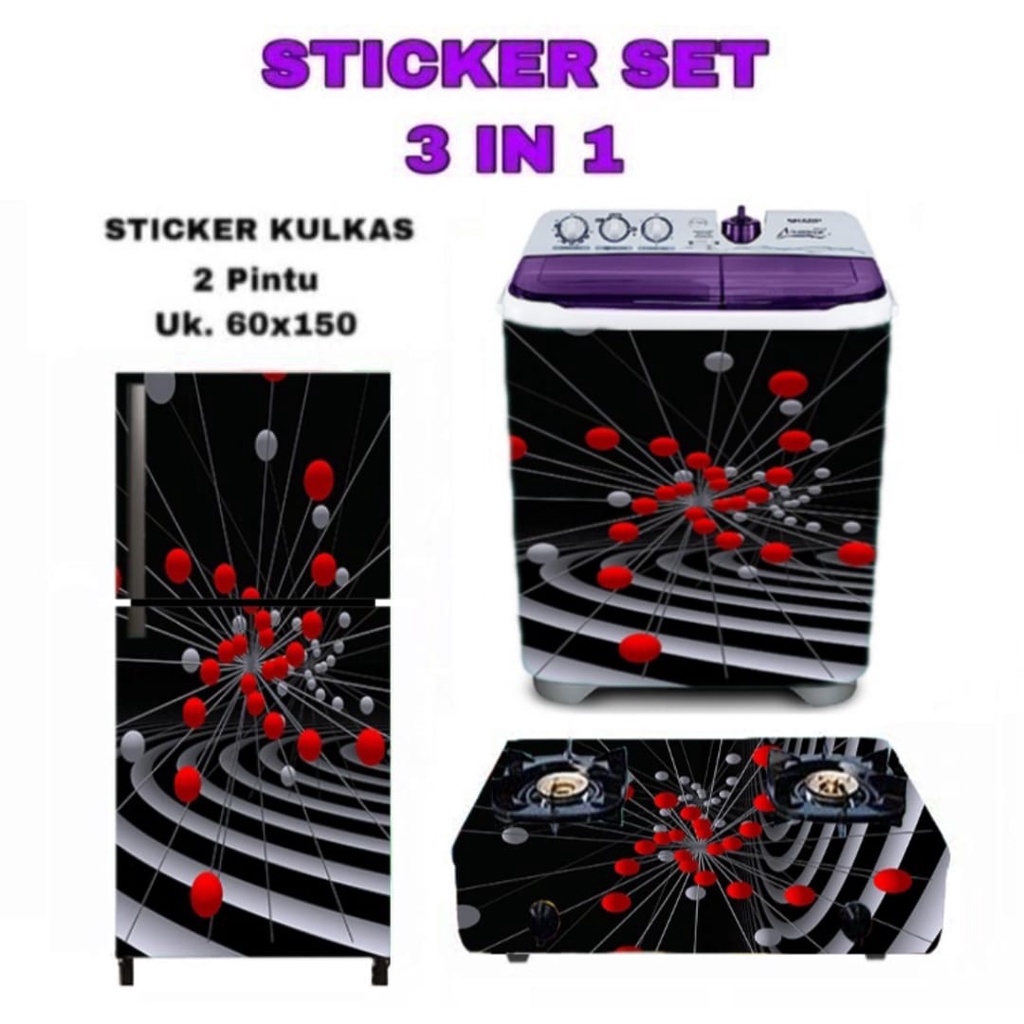 Jual Stiker Kulkas 2 Pintu Set 3 In 1 Motif Bola Kawat | Shopee Indonesia
