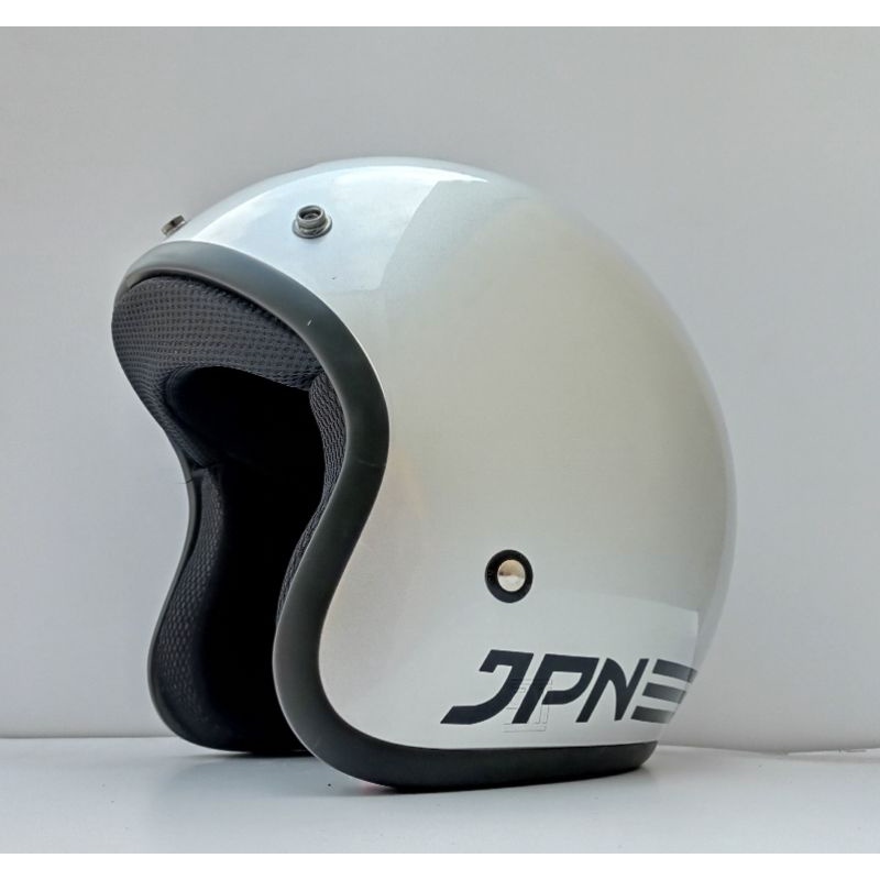 Jual Helm JPN Silver Glossy paket kaca datar dan kaca cembung | Shopee ...
