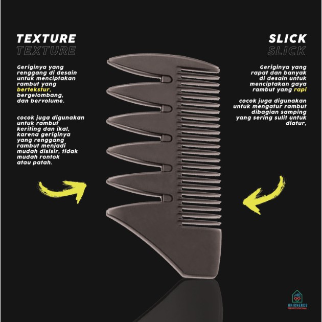 Jual Hairnerds Professional - Texture / Styling Comb 2 side | Shopee ...