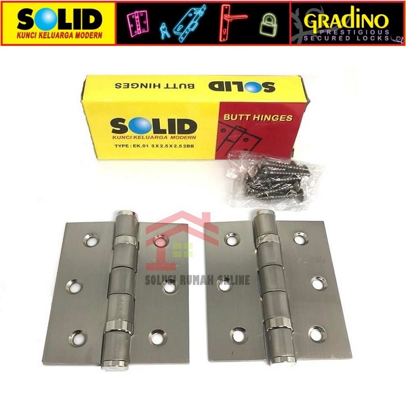 Jual Engsel Solid 3 inch EK 01 SN Engsel Pintu Engsel Jendela Ball ...