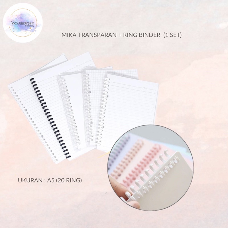 Jual MIKA RING BINDER COVER TRANSPARAN POLOS A5 (1 SET) | Shopee Indonesia