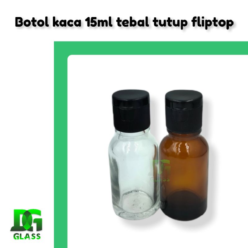 Jual BK15TB-16 botol kaca 15ml tebal tutup fliptop hitam | Shopee Indonesia