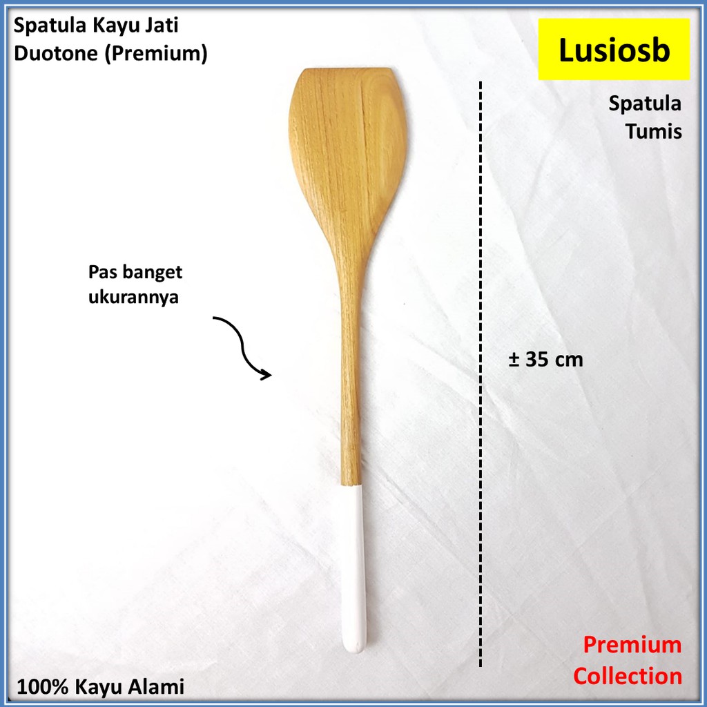 Jual Spatula Kayu Jati Duotone Putih / Sutil Kayu Jati / Spatula Kayu ...