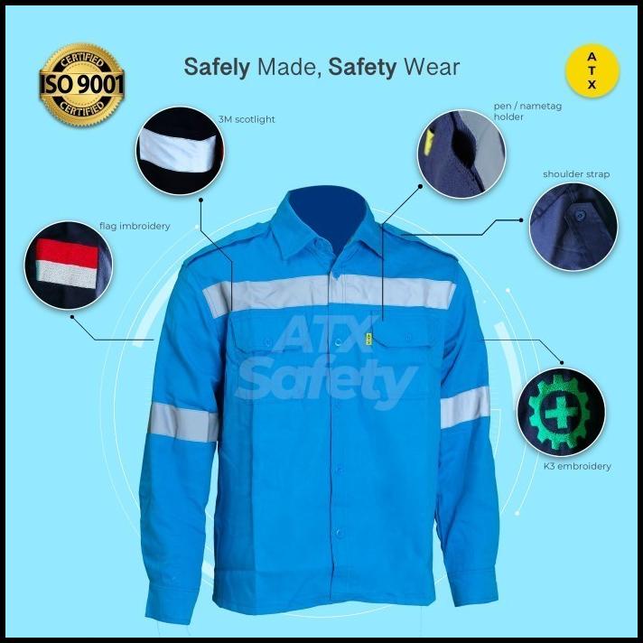 Jual Wearpack Safety Baju Kerja Lapangan Lengan Panjang Merk Atx Biru ...