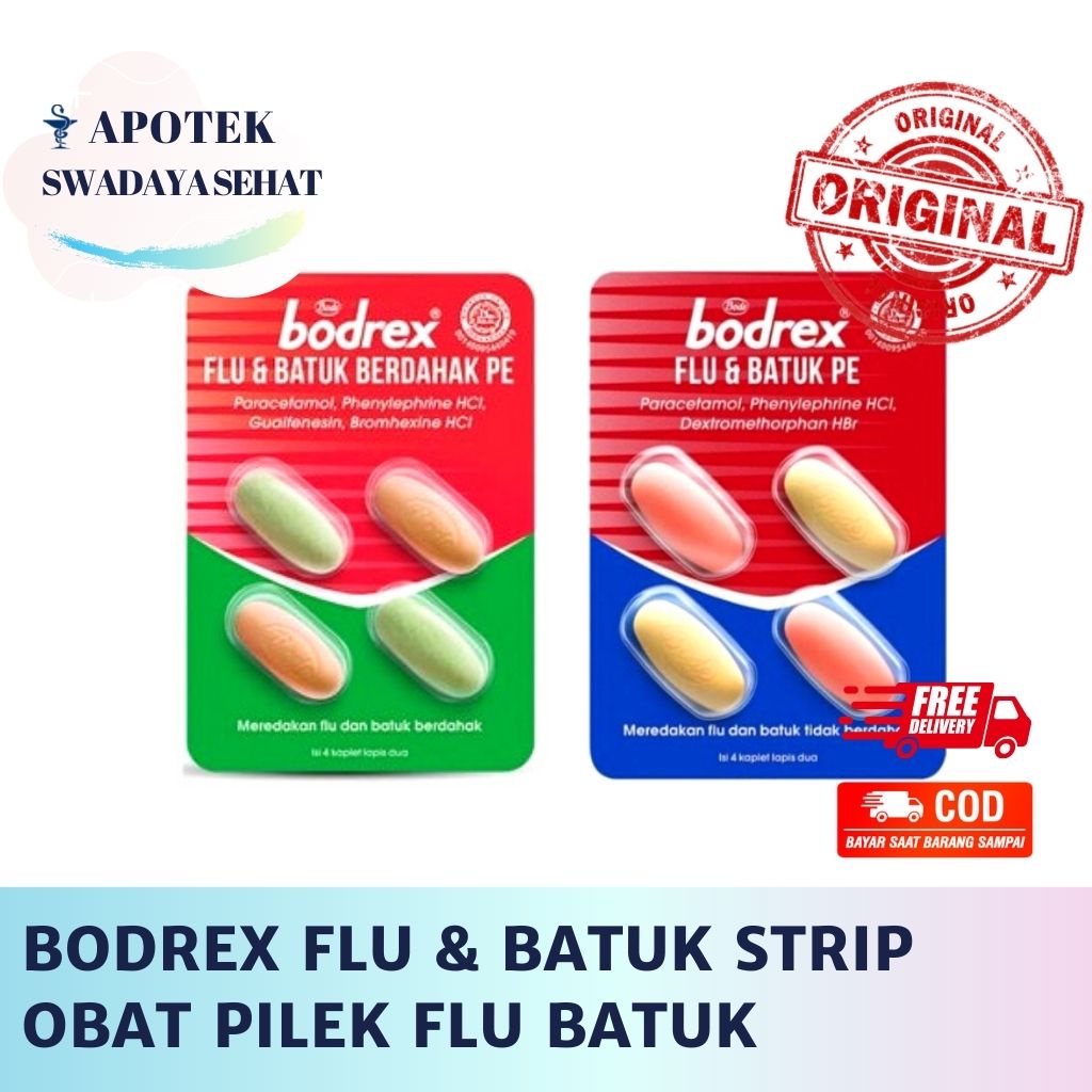 Jual BODREX FLU BATUK Berdahak PE & Batuk Tidak Berdahak Strip 4 Tablet ...