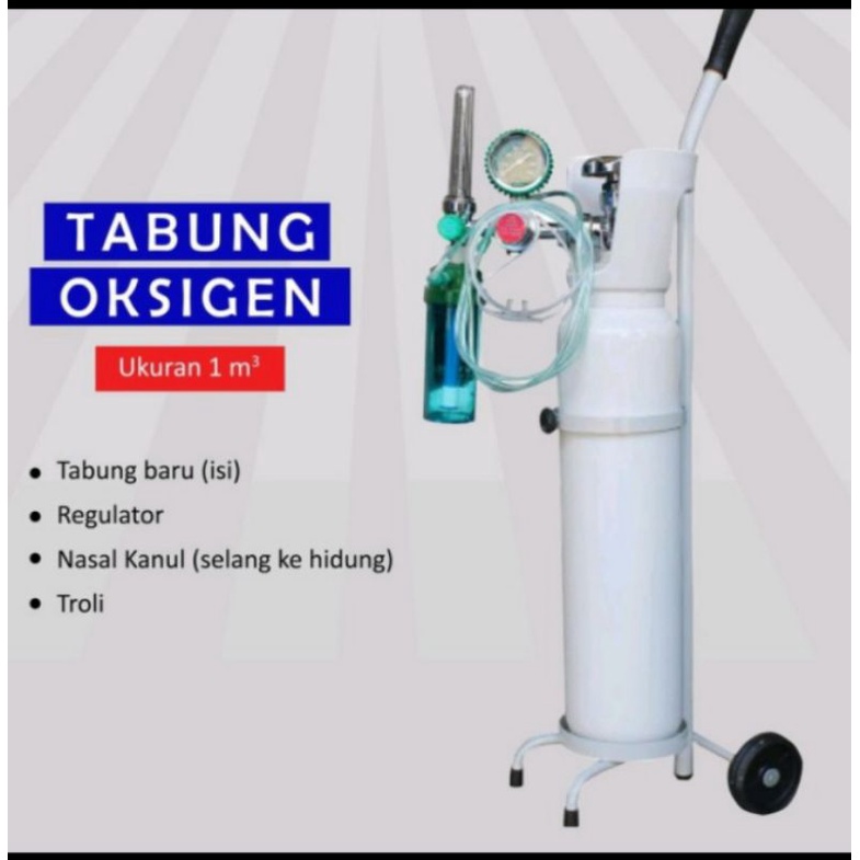Jual Tabung Oksigen Full Paket (Regulator, Nasal, Troli dan Tabung) ONLY Gojek atau Grab ...