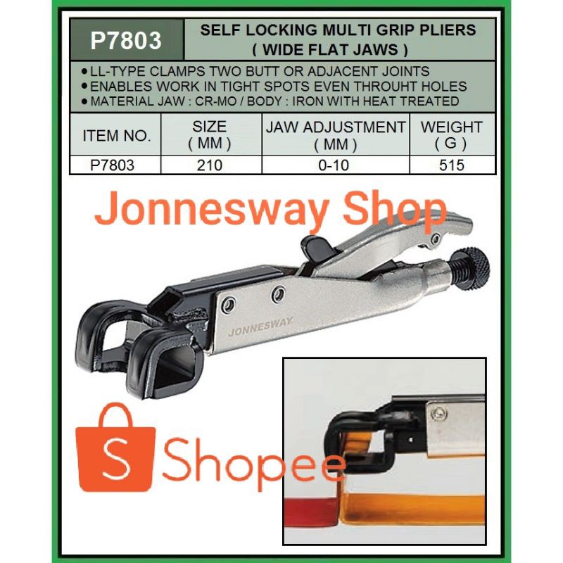 Jual JONNESWAY SELF LOCKING MULTI GRIP PLIERS ( WIDE FLAT JAWS ...