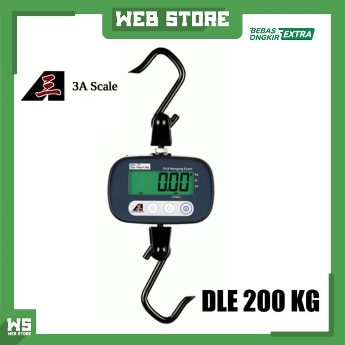 Jual Timbangan Gantung Digital DLE 200kg Digital Electronic Hanging Scale 200kg 200 kg | Shopee ...