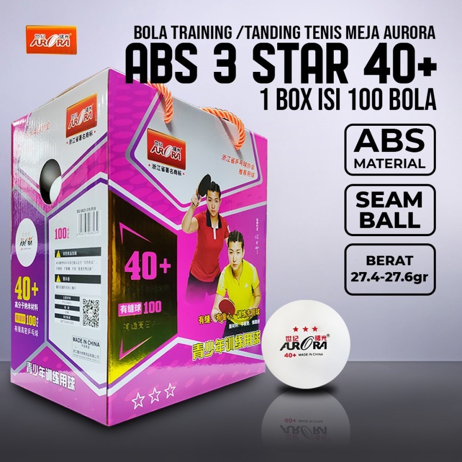 Jual Bola Pingpong Tenis Meja Aurora ABS 40+ 3star isi 100 Bola Latihan | Shopee Indonesia