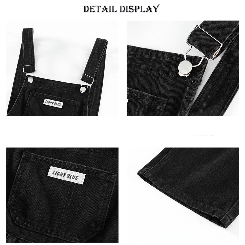 Jual Overall Jeans Wanita Hitam / Celana Kodok Jeans Wanita /Jumpsuit ...