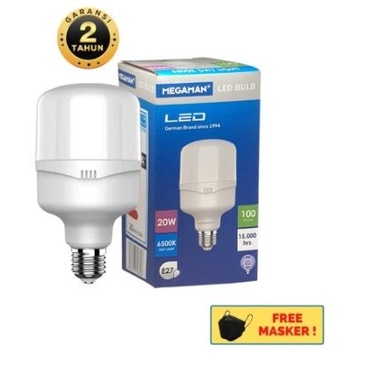 Jual Lampu LED T-BULB MEGAMAN 20 WATT 6500K Cahaya Putih Bergaransi | Shopee Indonesia