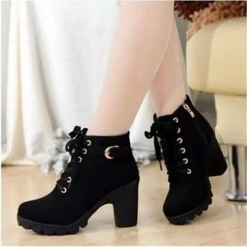 Jual Sepatu Ankle Bood Buts Boots Booth Hitam Hak Heels Jenggel Tinggi ...