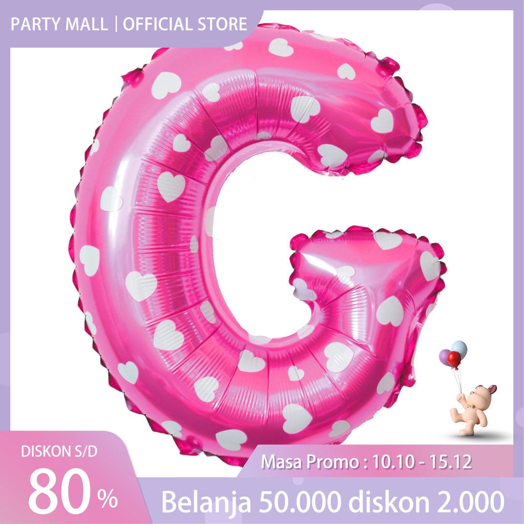 Jual Balon Foil Huruf Pink 16 Inch 40cm Abjad Alphabet A-Z Balon Foil ...