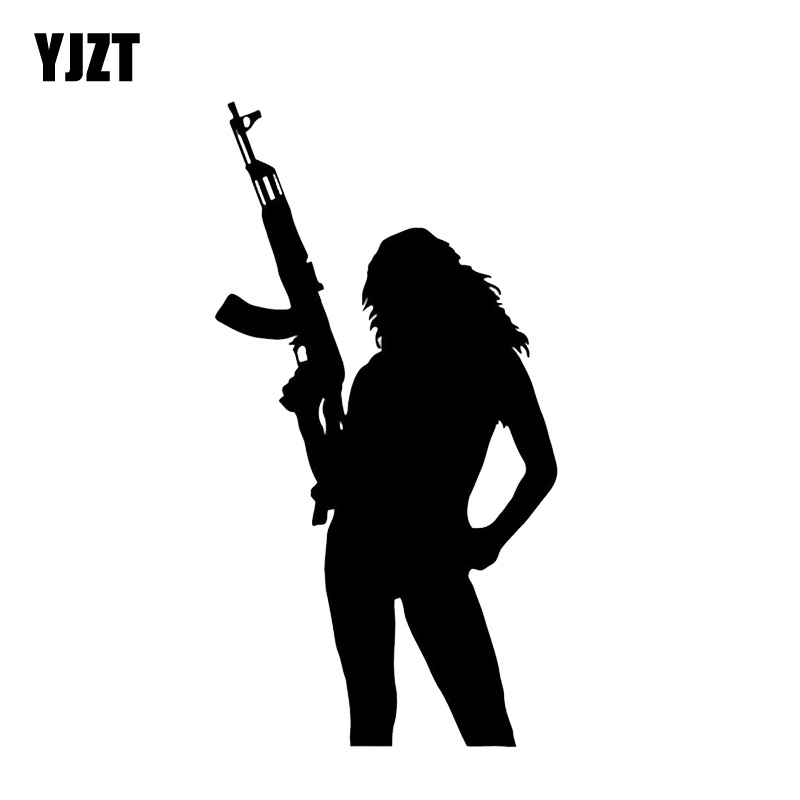 Jual Stiker Cutting Siluet Misterius Hot Sexy Girl Mafia Gun Grafis Stiker Mobil Hitam Putih