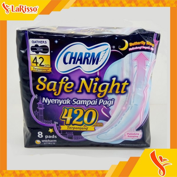 Jual CHARM PEMBALUT SAFE NIGHT WING GATHERS 42CM ISI 8 PADS | Shopee ...