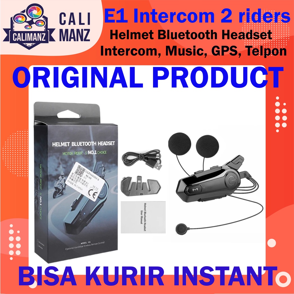 Jual E1 Intercom 2 Riders Universal Bluetooth 5.0 Bisa telpon WA GPS ...