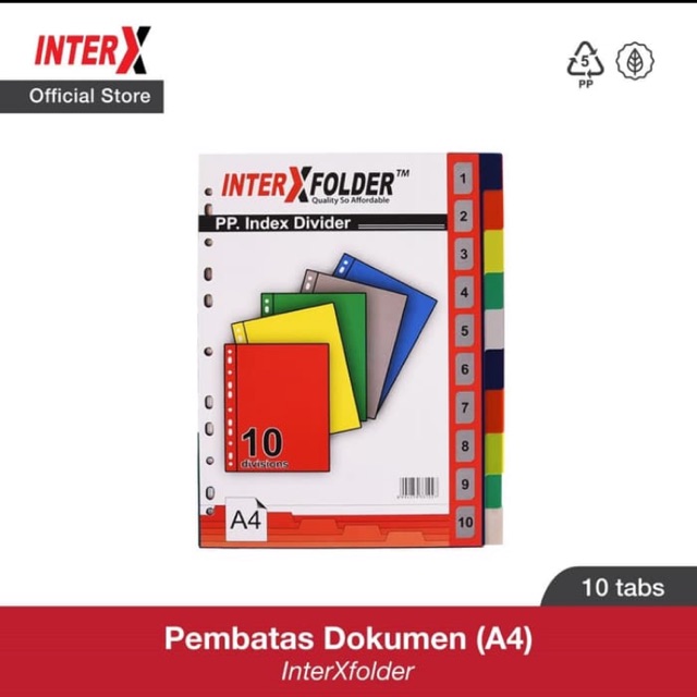 Jual INTERX Divider A4 10 TAB / Index A4 Inter X Warna 10 Sekat ...