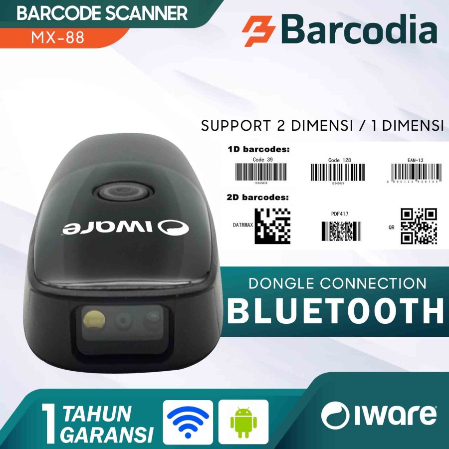 Jual BARCODIA Portable Scanner Barcode 2D Iware MX88 Bluetooth Black ...