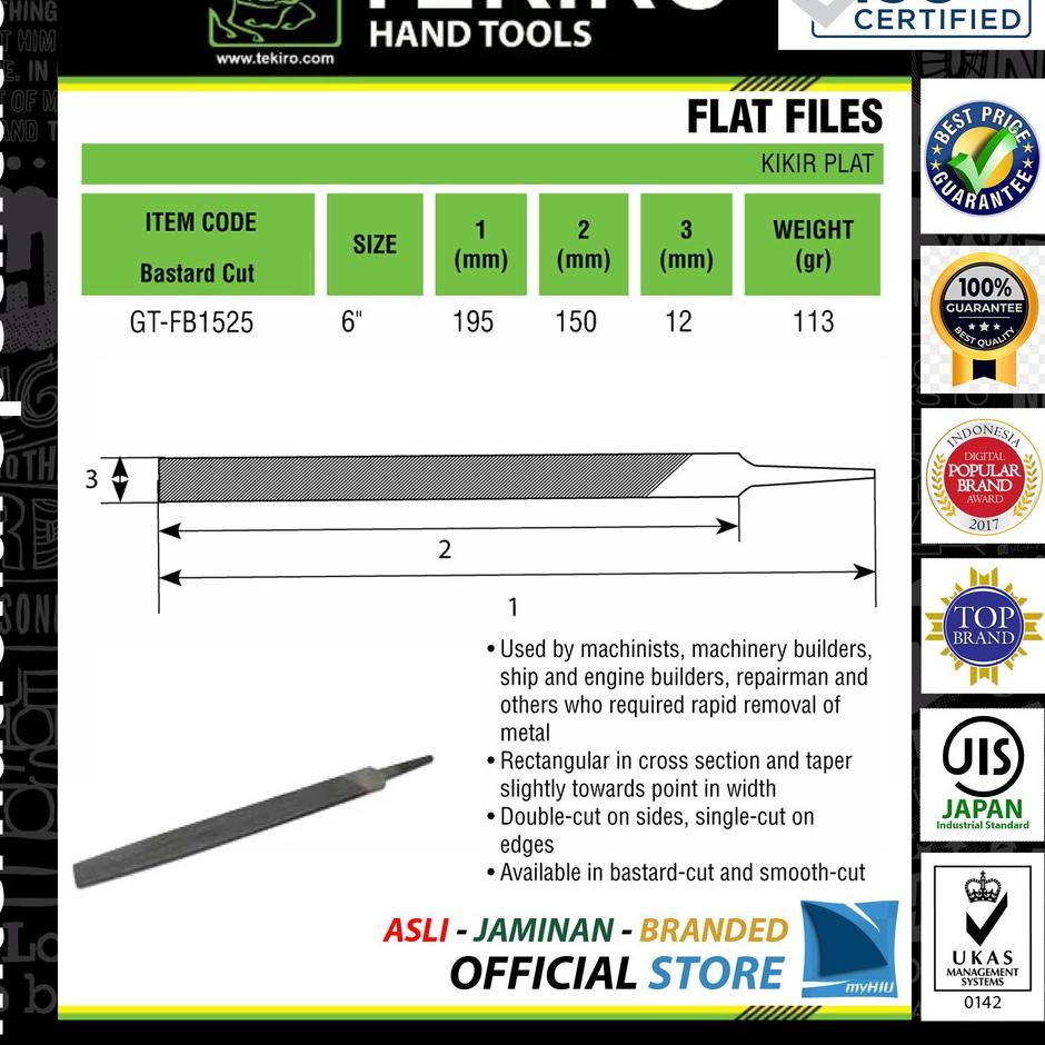 Jual Kikir Plat 6" inch ~ 12" inch Kasar atau Halus / Bastard / Smooth ...