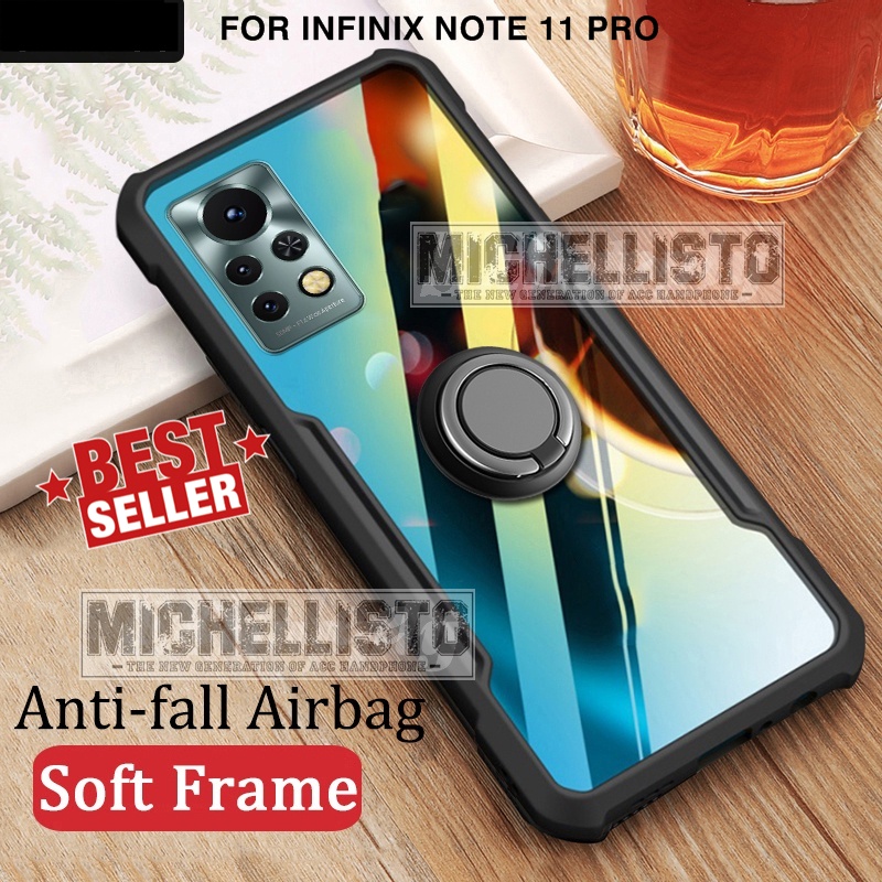 Jual Case Infinix Note 11 NFC / 11 PRO Ring Standing BLADE Transparan CLEAR Armor | Shopee Indonesia