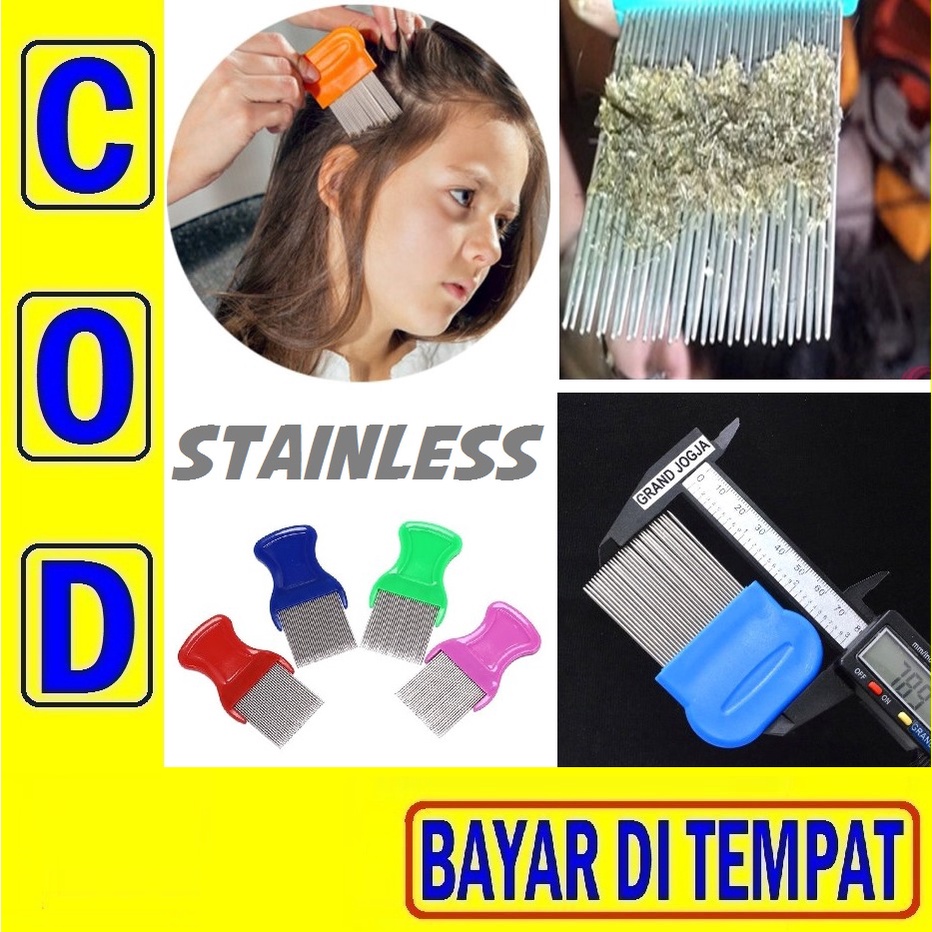 Jual (57M) Sisir Kutu Stainless Besi Logam Serit Ketombe Telur Rambut ...