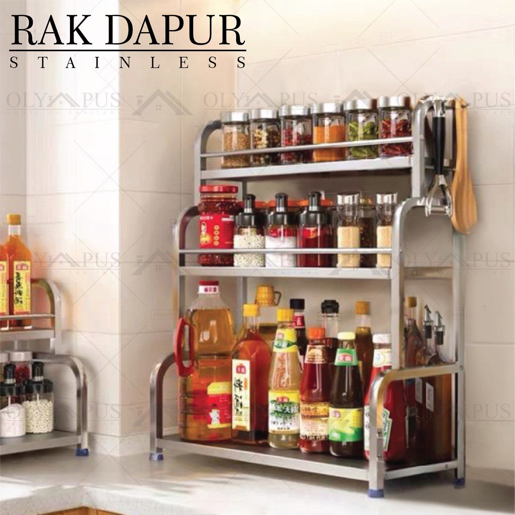 Jual Rak Dapur Tempat Bumbu Multifungsi Stainless Steel 40cm 50cm 2 3 ...