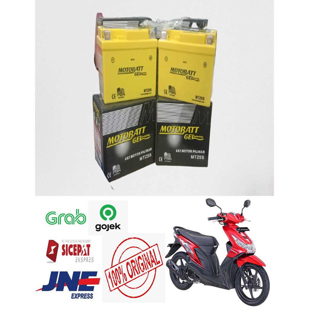 Jual aki motor honda beat karbu beat fi motobatt MTZ5S GEL asli ori aki kering | Shopee Indonesia