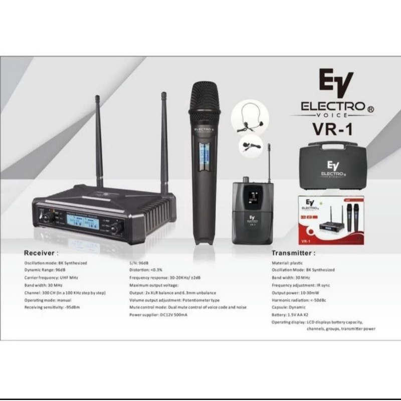 Jual mic wireless electrovoice electro voice vr 1 vr1 mic pegang ...