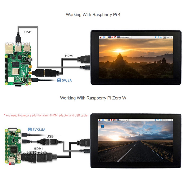 Jual LCD Monitor Raspberry Pi WAVESHARE 7 inch HD + Capasitive Touch ...
