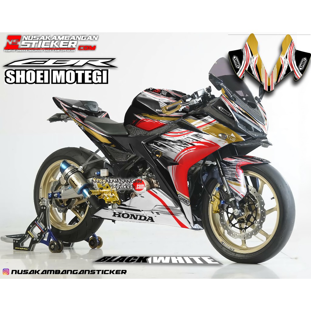 Jual Decal Stiker CBR 150 ALL NEW SHOEI MOTEGI- black white | Shopee ...