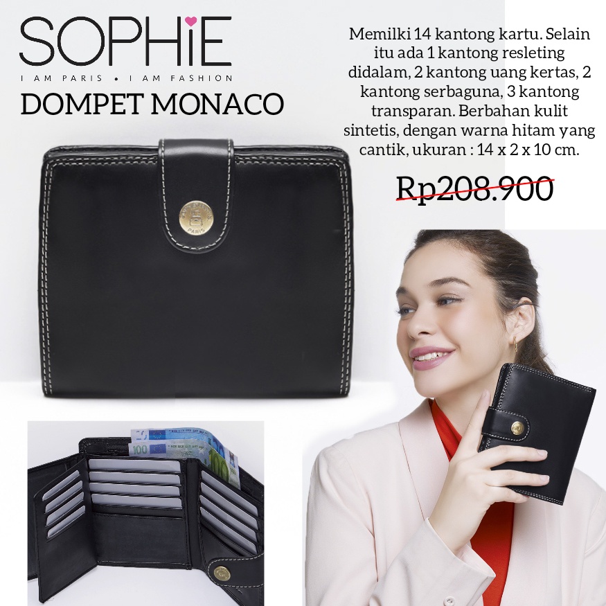 Jual DOMPET MONACO SOPHIE MARTIN PARIS PROMO DOMPET LIPAT HITAM WANITA ...